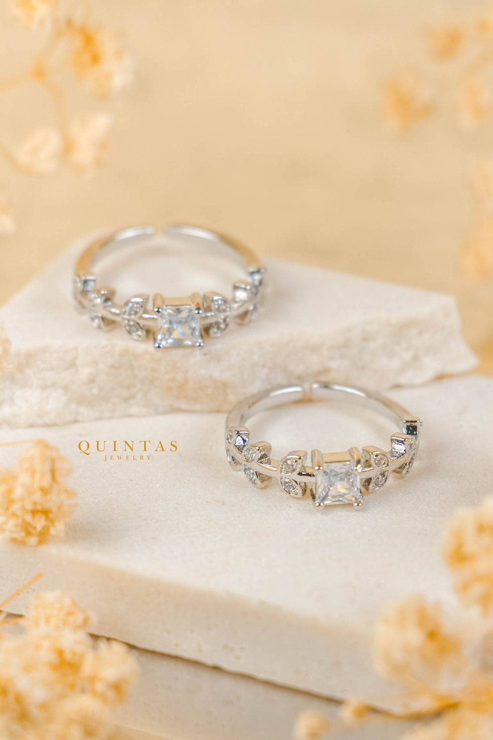 Fleur Diamond Silver Ring (Adjustable) – Quintas PH